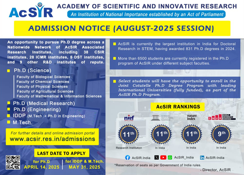 AcSIR | CSIR - National Institute For Interdisciplinary Science and ...